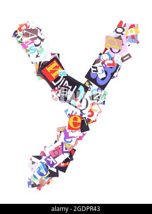 Paper cut letter Y. Old newspaper magazine cutouts Stock Photo - Alamy