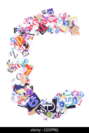 Paper cut letter C. Old newspaper magazine cutouts for scrapbooking and ...