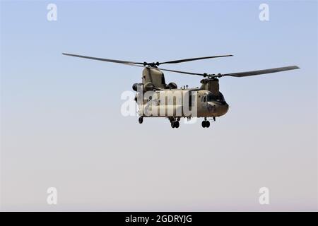 A Task Force Phoenix CH-47 Chinook helicopter from B Company, 1st ...