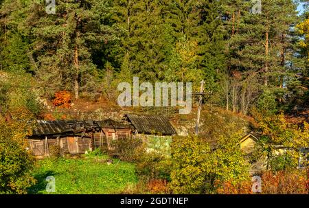 Khitola village, Karelia, Russia October 6, 2019. A sunny morning in ...