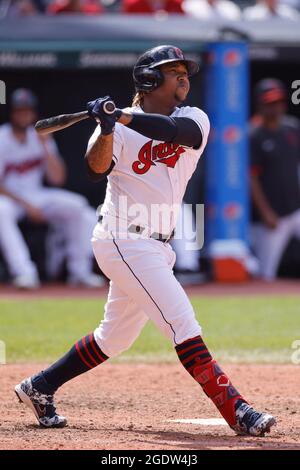 Cleveland Indians Jose Ramirez (11) bats in the ninth inning during ...