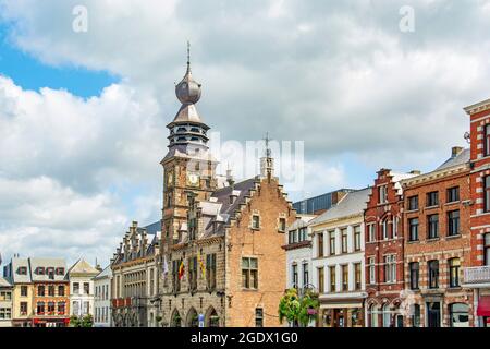 Binche (Bing), Wallonia, gothic town hall in main sqare, town in ...