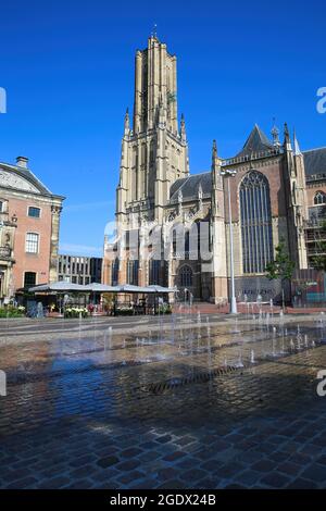 Arnhem (Kerkplein), Netherlands - July 9. 2021: View over square on ...