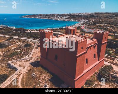 The Red Tower in the country of Malta Stock Photo - Alamy