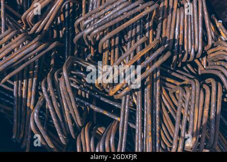 Rebar reinforcement bar stack, metal reinforcing rods Stock Photo - Alamy