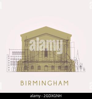 Birmingham cityscape line art vector illustration Stock Vector Image ...
