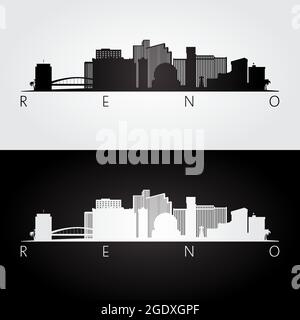 United States, Reno tourism landmarks, vector city travel illustration ...
