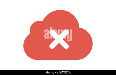 Cloud storage error glyph icon. Drop shadow disconnect silhouette ...