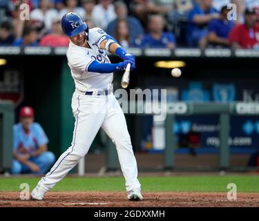 Kansas City Royals' Whit Merrifield bats during a spring training ...