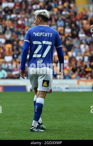 BRADFORD, UK. AUGUST 14TH Oldham Athletic's Jordan Clarke during the ...
