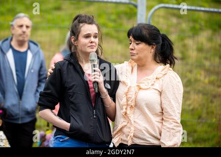 Diane O'Connor (left) and Mandy Sutton during a vigil in Dungannon, Co ...