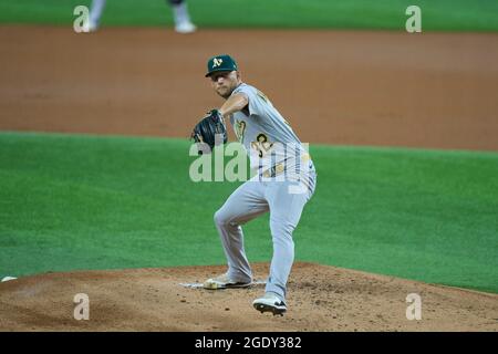 Oakland Athletics pitcher James Kaprielian during a baseball game ...