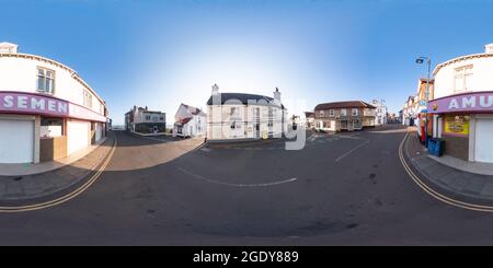 360° view of Early morning on Sheringham high street, North Norfolk - Alamy