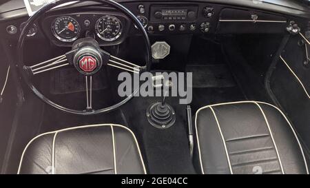 interior of classic MGB rally car ready for competition Stock Photo - Alamy