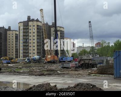 St. Petersburg Russia May 23, 2021. View of the construction site ...