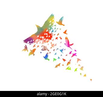 Bird watercolor. A flock of colorful birds. Vector Stock Vector Image ...