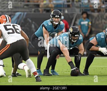 Jacksonville Jaguars center Brandon Linder (65) leaves the field after ...