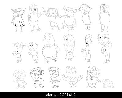 Hand drawn people characters, portrait, avatars vector sketch ...