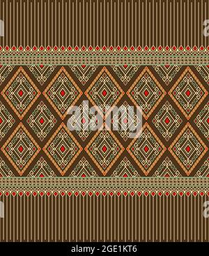 Beige Brown Symmetry Rhomboid Geometric Ethnic Seamless Pattern Design ...