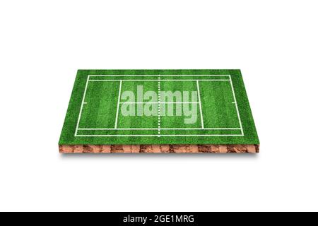 Cubic cross section of ground with grass, ecology, geology concept ...