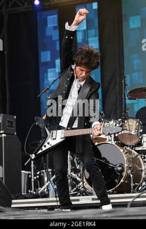 Prism lead singer Al Harlow performs on stage during Edmonton Rock Fest ...