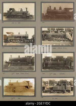 Page of historical photos of steam locomotives, circa 1890 Stock Photo ...