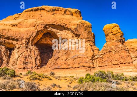 Human-like rock formation, Windows Section, Arches National Park, Moab ...