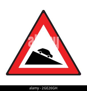 sign signal danger green steep rise climb climbing ascend uphill tread ...