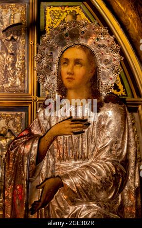The altar at the traditional site of Golgotha in Holy Sepulchre Church ...