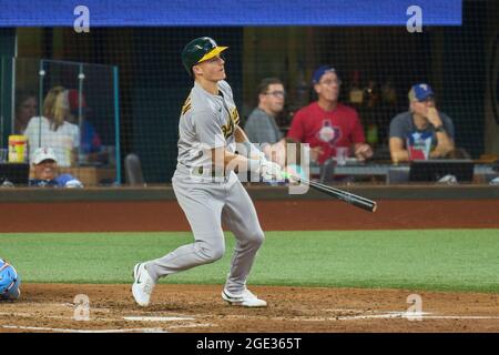 August 15 2021: Oakland third baseman Matt Chapman (26) hits a home run ...