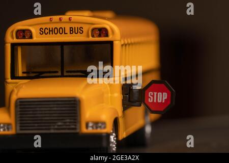 School bus model with stop sign. Do not pass the school bus Stock Photo ...