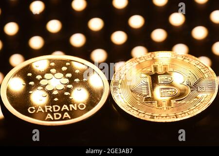 Cardano ADA and Bitcoin BTC photo illustration. London. August 2021 ...
