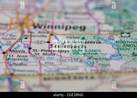 Steinbach Saskatchewan Canada Shown on a road map or Geography map ...