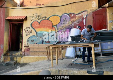 The poor neighbourhood of Ouzai, southern suburbs, Beirut, Lebanon ...