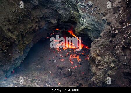 Molten lava in Telica volcano crater, Nicaragua Stock Photo - Alamy