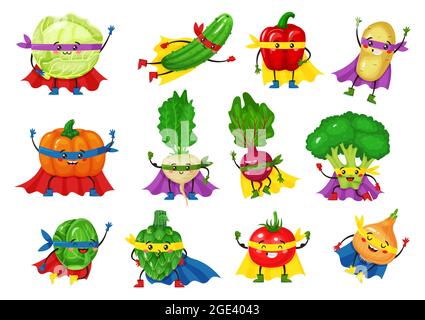 Cabbage superhero. Super Vegetable in mask and raincoat. Strong cartoon ...