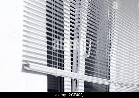 Blinds on the window. Ajar window Stock Photo - Alamy