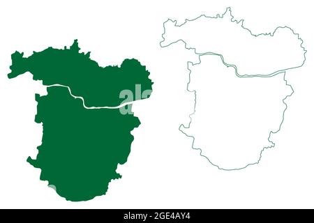 Sonbhadra district (Uttar Pradesh State, Republic of India) map vector ...