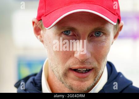 England's Joe Root speaks to the media after day five of the cinch ...