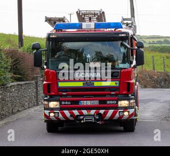 Irish Fire Brigade Scania Truck driving to fire Stock Photo - Alamy