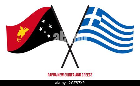 Guinea and Greece Flags Crossed And Waving Flat Style. Official ...