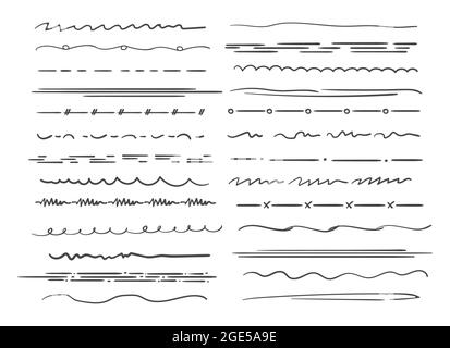 Set of underline. Marker Brush, artistic lines and strokes. Collection ...
