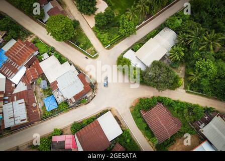 Aerial view of six way intersection at N Beverly Drive and N Canon ...