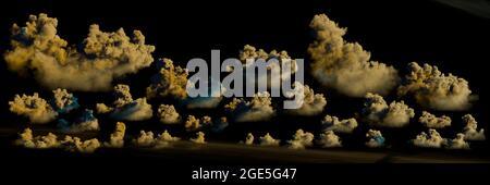 backdrop - panorama of large cumulus clouds and moon , cgi nature 3D ...