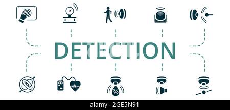 Sensor icon set. Contains editable icons sensor theme such as flame ...