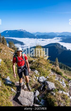 Hikers on the ascent to the Watzmannhaus, hiking trail to the Watzmann ...