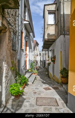 A street in the historic center of Latronico, a medieval town in the ...