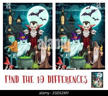 Zombie Halloween Find The Differences Stock Vector Image & Art - Alamy