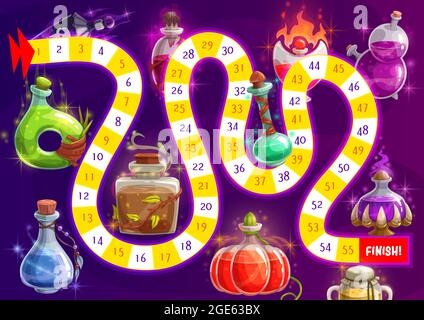 Halloween maze game with potion bottles. Sudoku riddle for kids ...