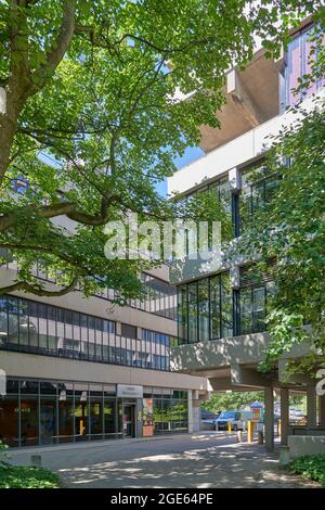 Brutalist architecture concrete buildings at Leeds University campus ...